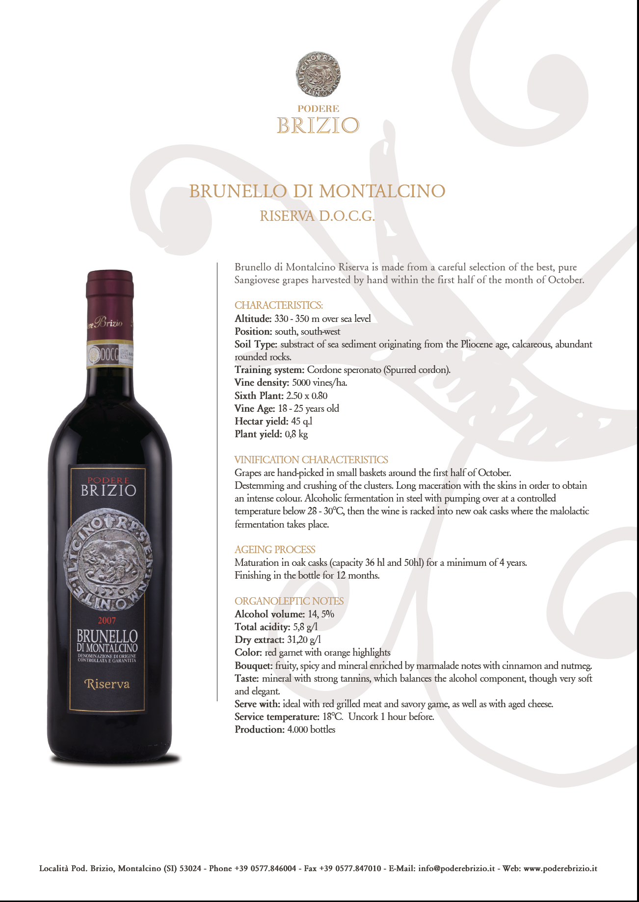 Tech sheet - Podere Brizio
